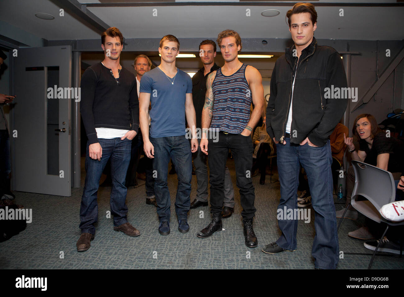 Male Models Backstage Pre Show Jeffrey Fashion Cares 2011 held at the ...