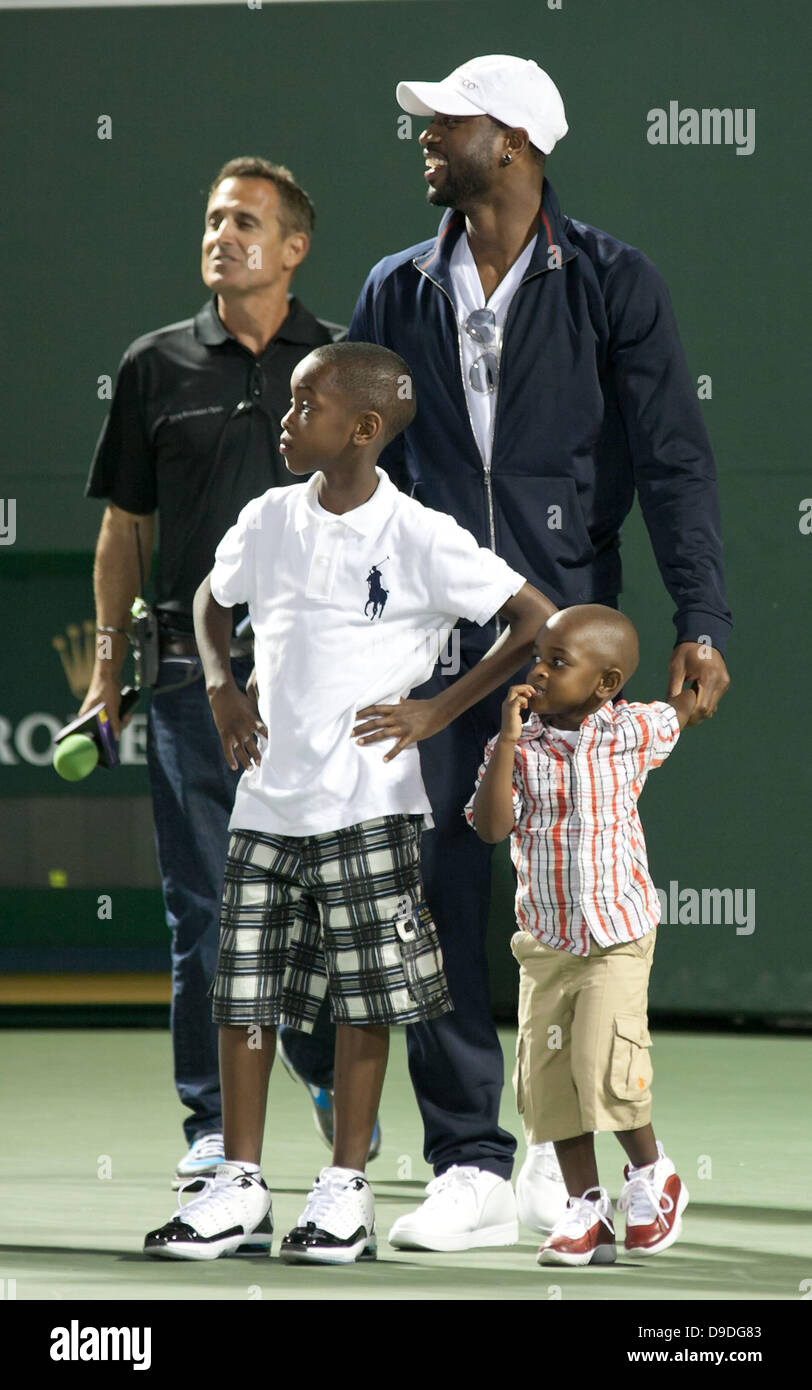 Miami Heat's Dwayne Wade and Lebron James do the coin toss before the ...