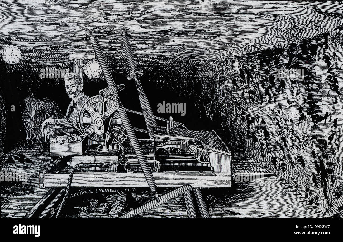 Electrically powered coal cutter, 1896 Stock Photo - Alamy