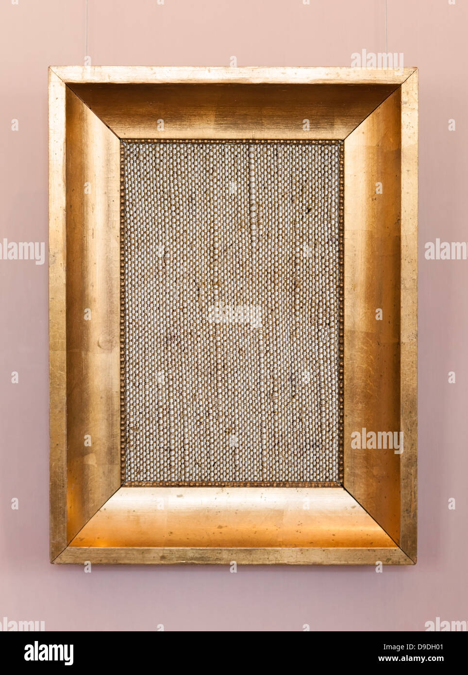 Old classical wooden frame with blank canvas on hanging the wall Stock ...