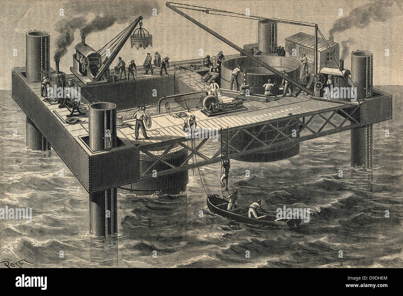Sinking caisson for one of piers of the second railway bridge over the ...