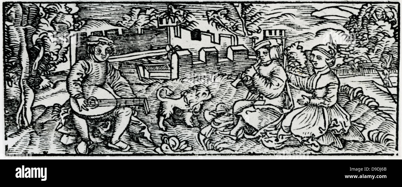 Building a summer house woodcut from calendarum romanum magnum hi-res ...