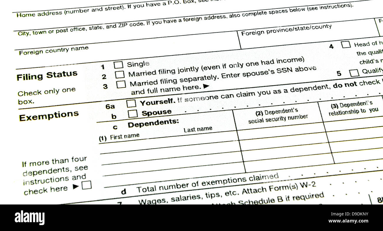 Tax forms filing status Stock Photo - Alamy