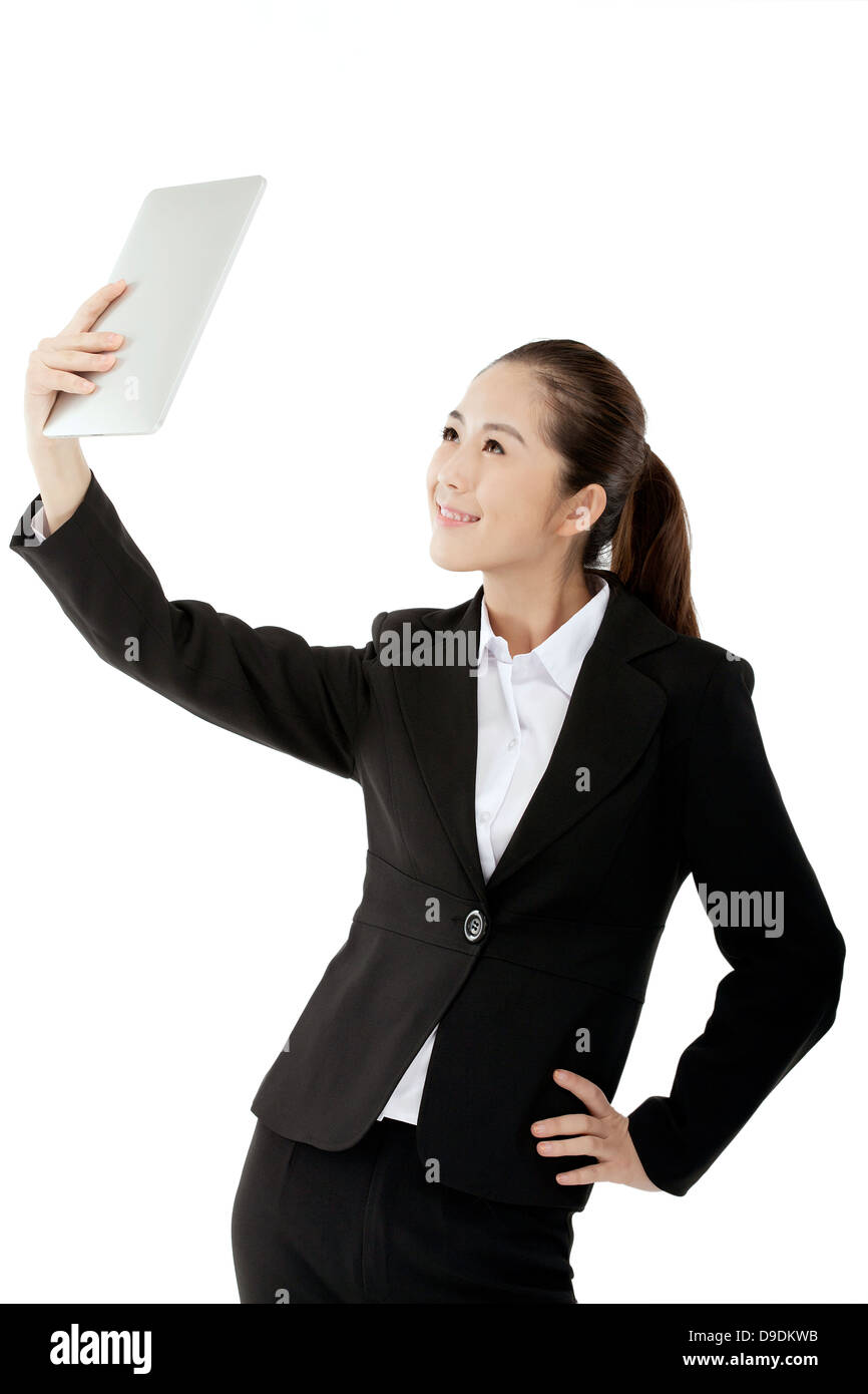 Business woman and IPAD Stock Photo - Alamy