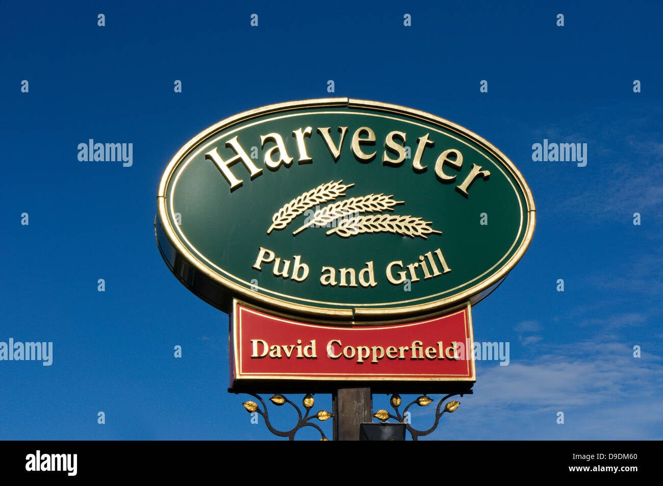Sign for the David Copperfield Harvester Pub and Grill Stock Photo - Alamy