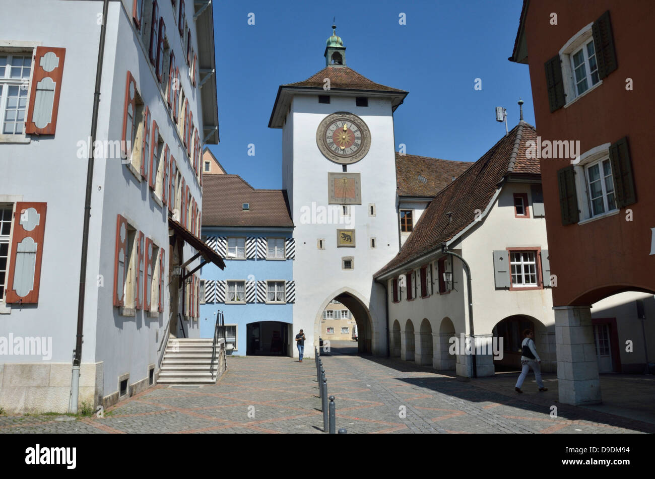 Obertor clock tower and old town, Laufen, Basel-Landschaft, Switzerland ...