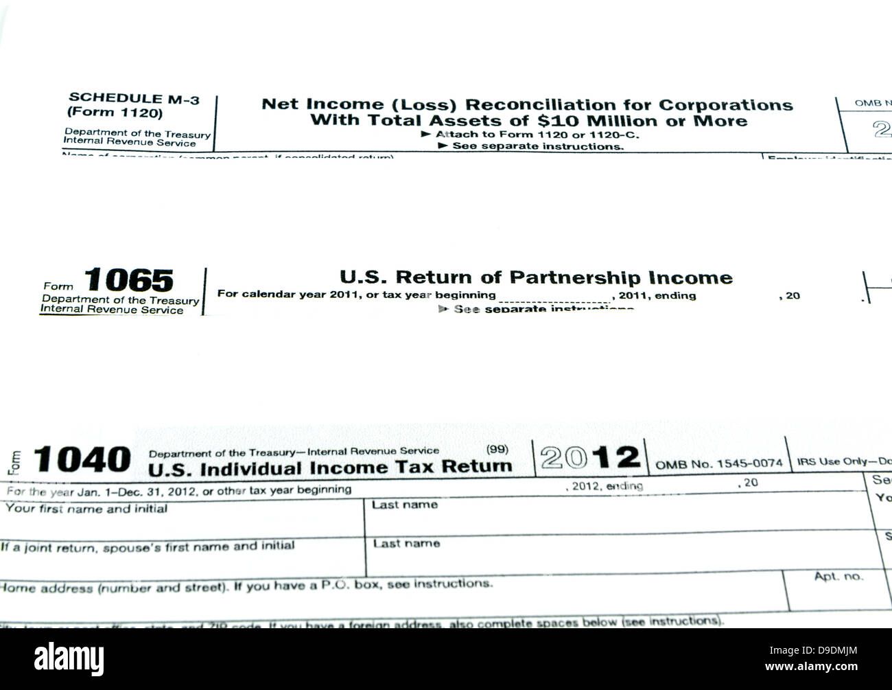 Tax forms 1040,1120,1065 Stock Photo - Alamy