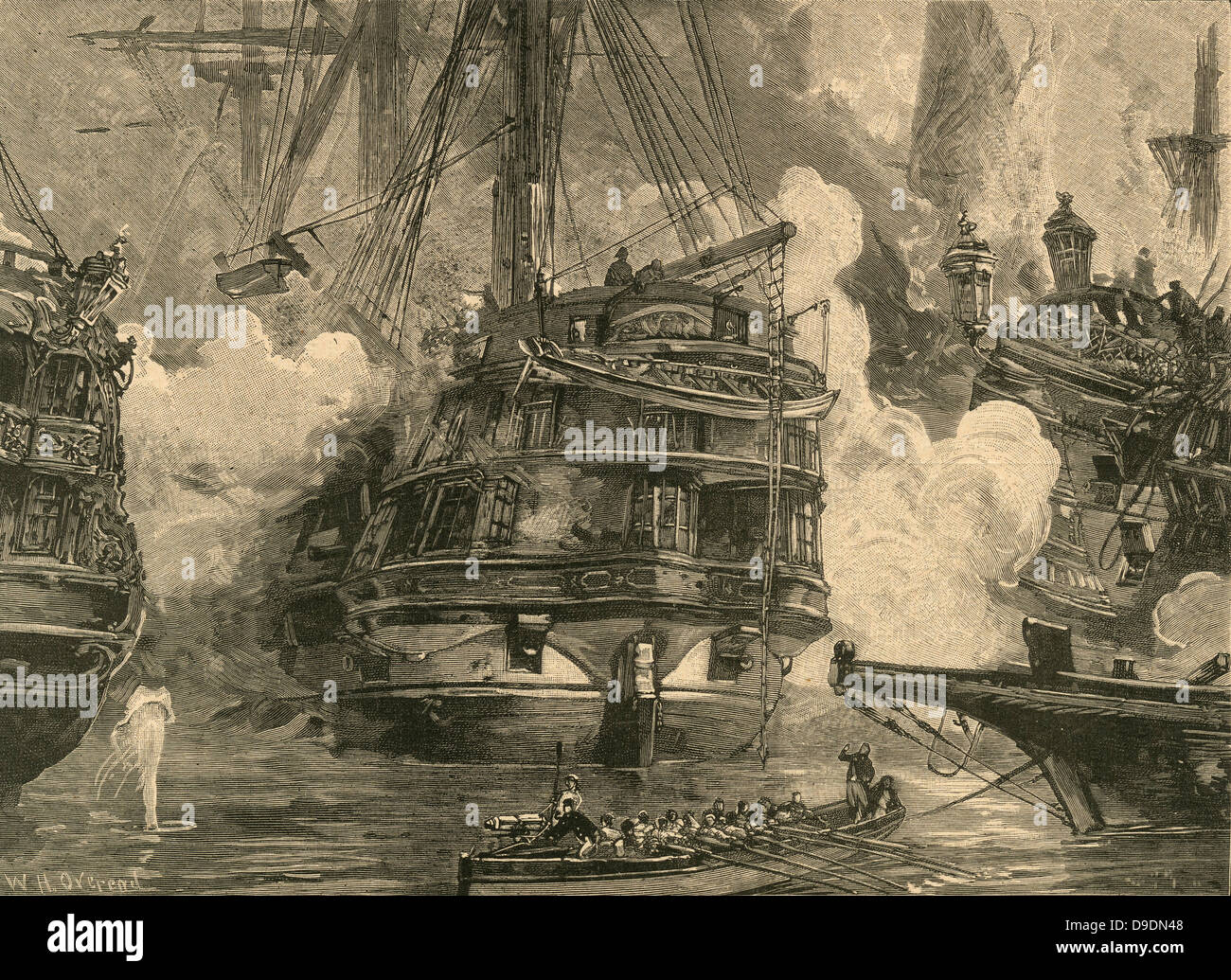 Battle of Navarino, 27 October 1827. HMS 'Asia' engaging the enemy ...