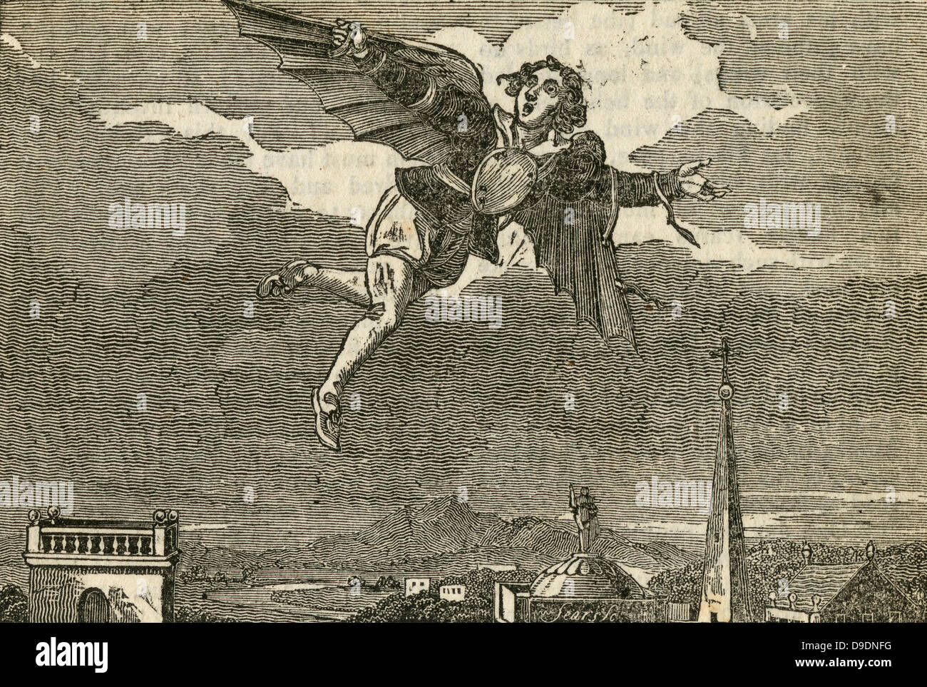 Giovanni Battista Dante, Italian mathematician, making a flight over ...