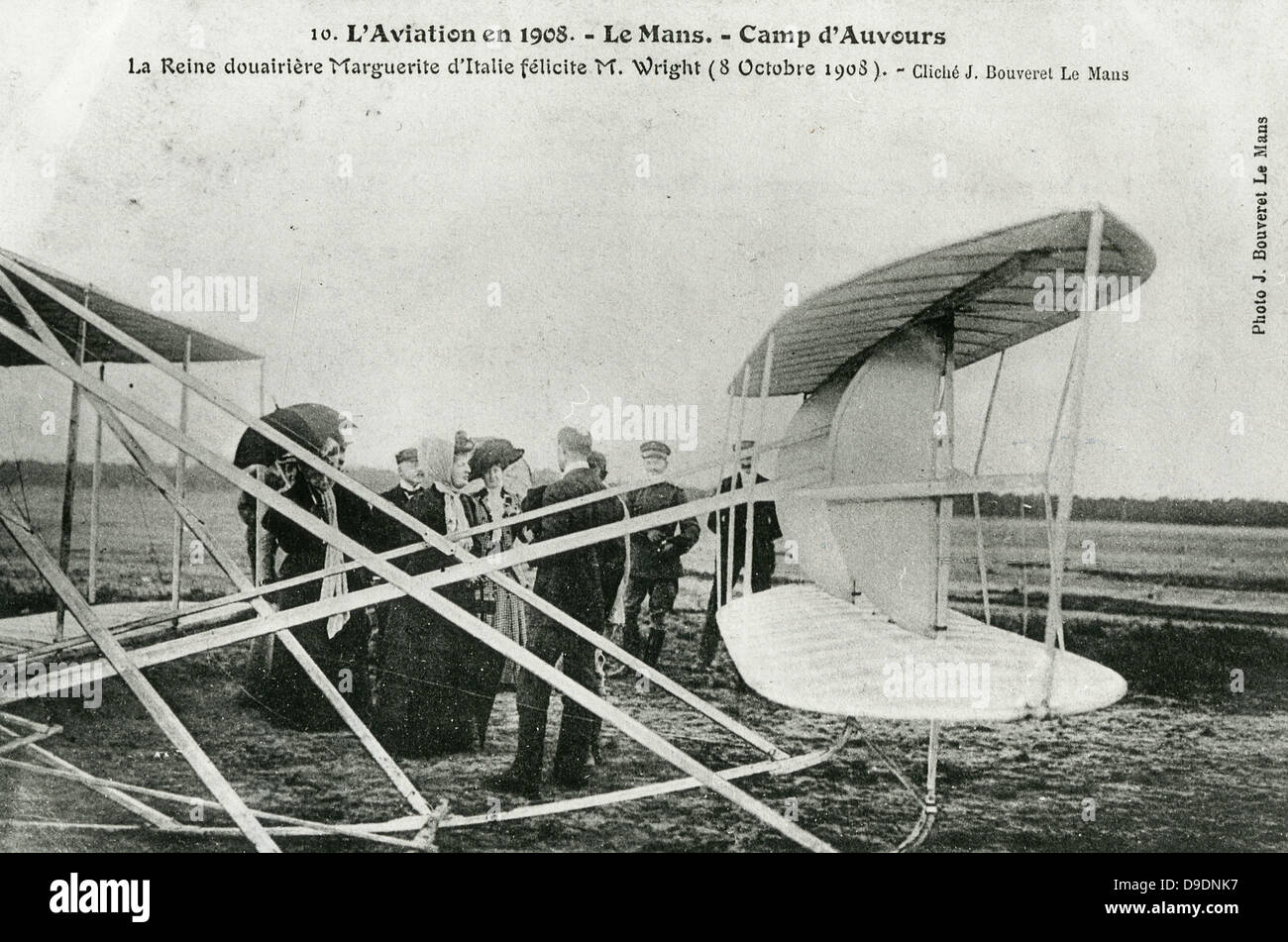 Marguerite, Queen Dowager of Italy, congratulating Wilbur Wright on his first flight in Europe ...