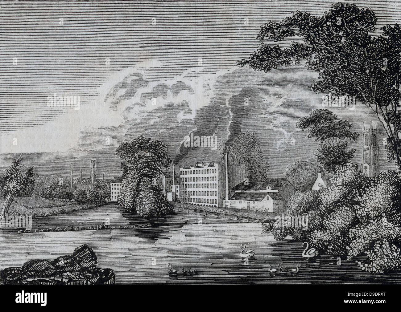 Lombe's silk mill, Derby, First water-powered textile mill in Britain ...