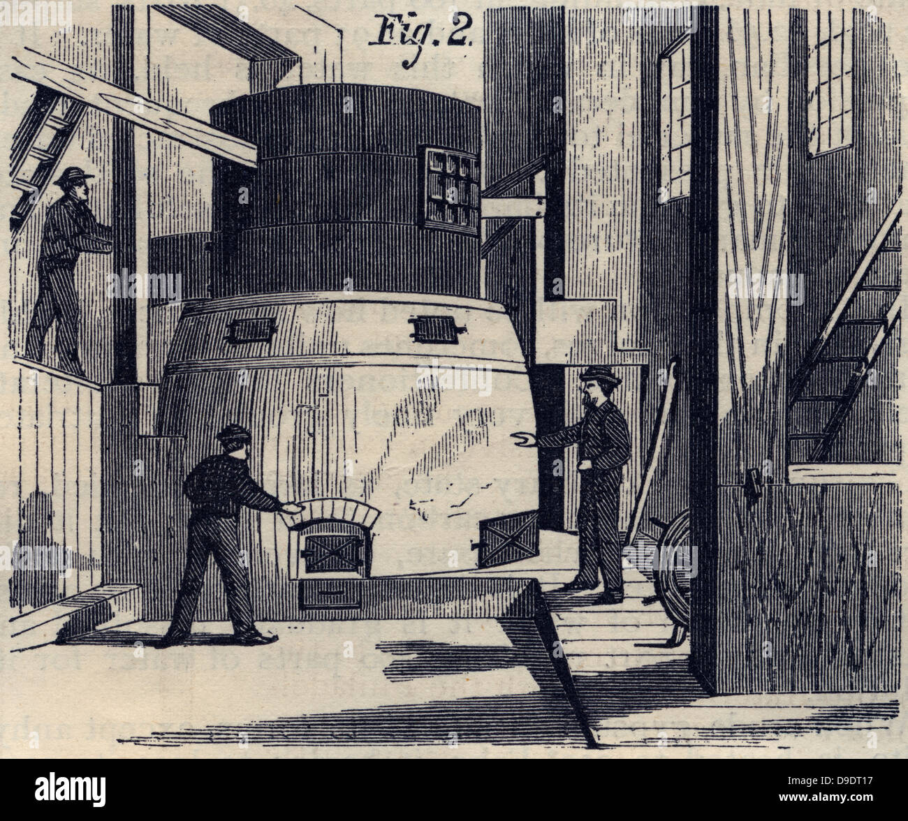 Calcining oven used in production of plaster of paris engraving hi-res ...