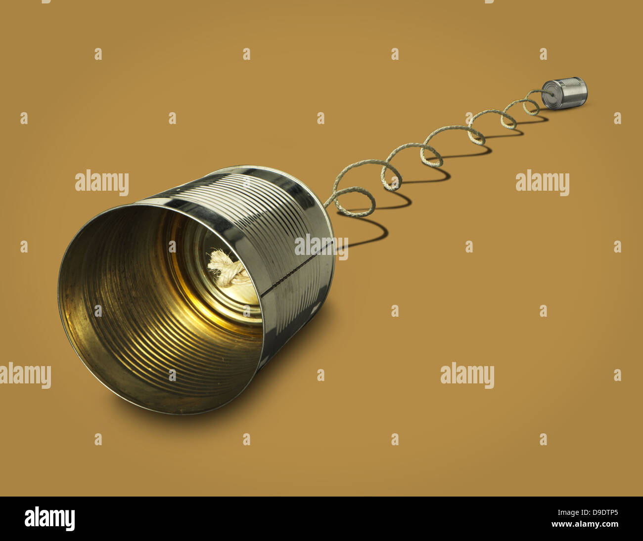 Tin can telephone Stock Photo - Alamy
