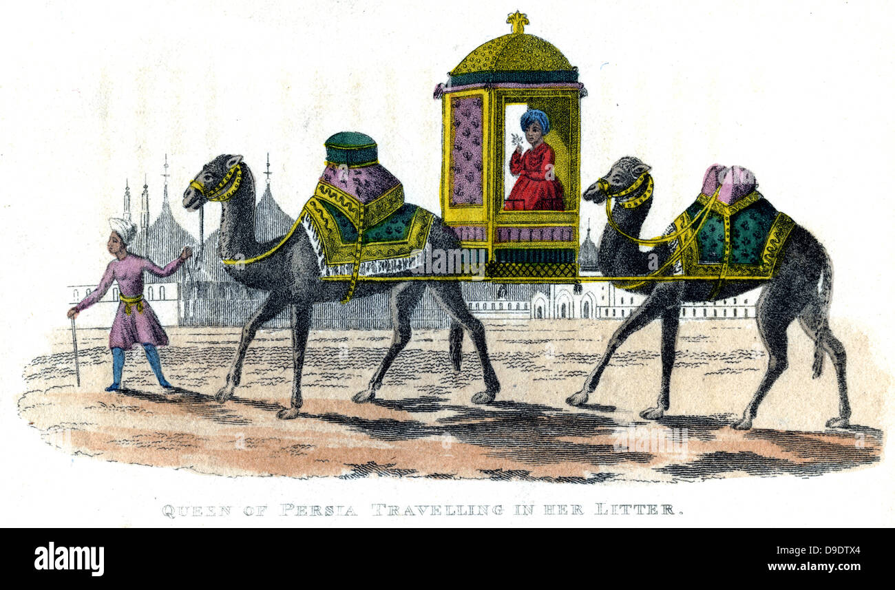 Queen of persia in her palanquin engraving hi-res stock photography and ...