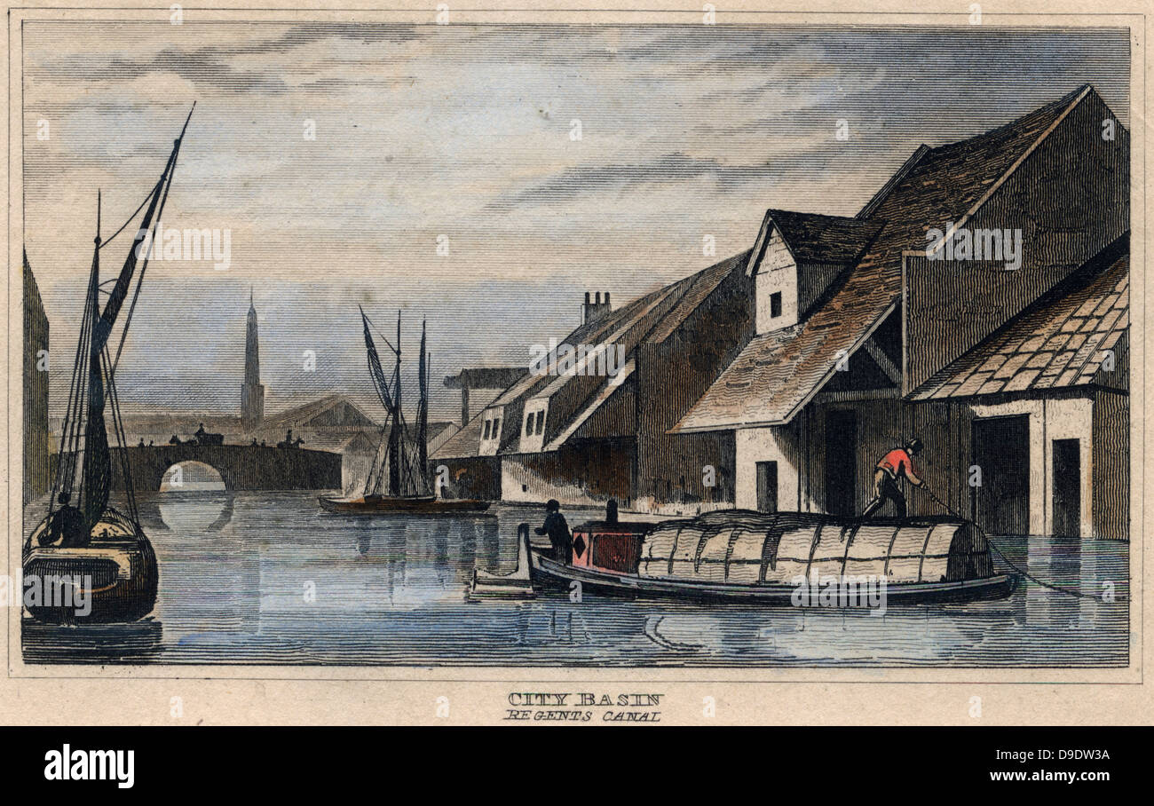 Regent's Canal: City Road Basin, London, 1830 Stock Photo - Alamy