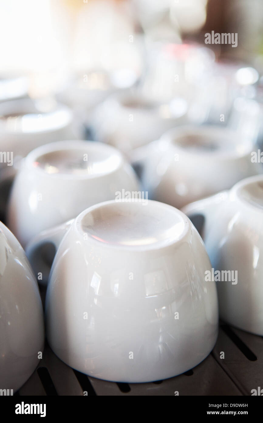 Cups in coffee shop Stock Photo - Alamy