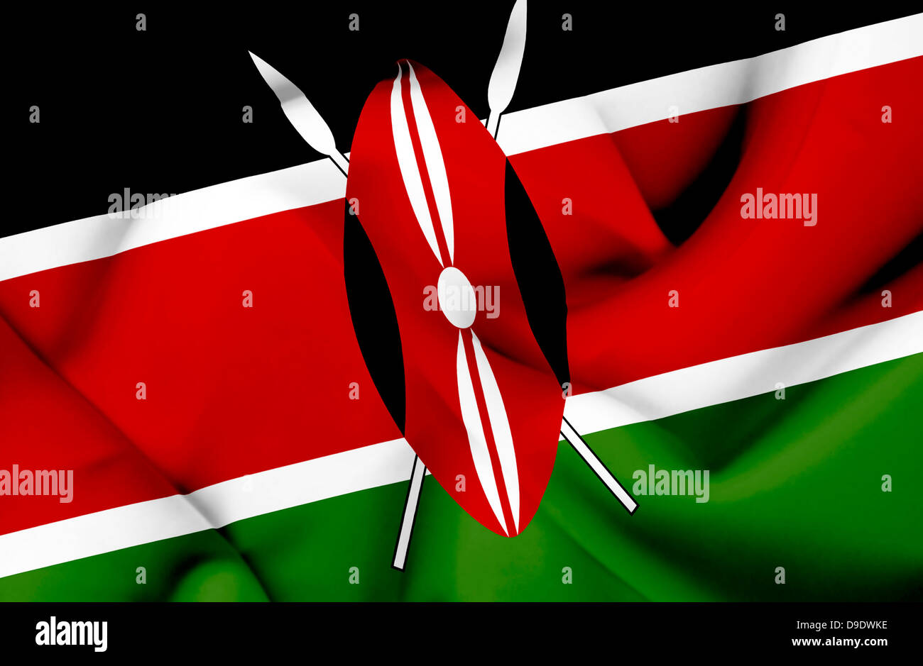 Kenya waving flag Stock Photo - Alamy