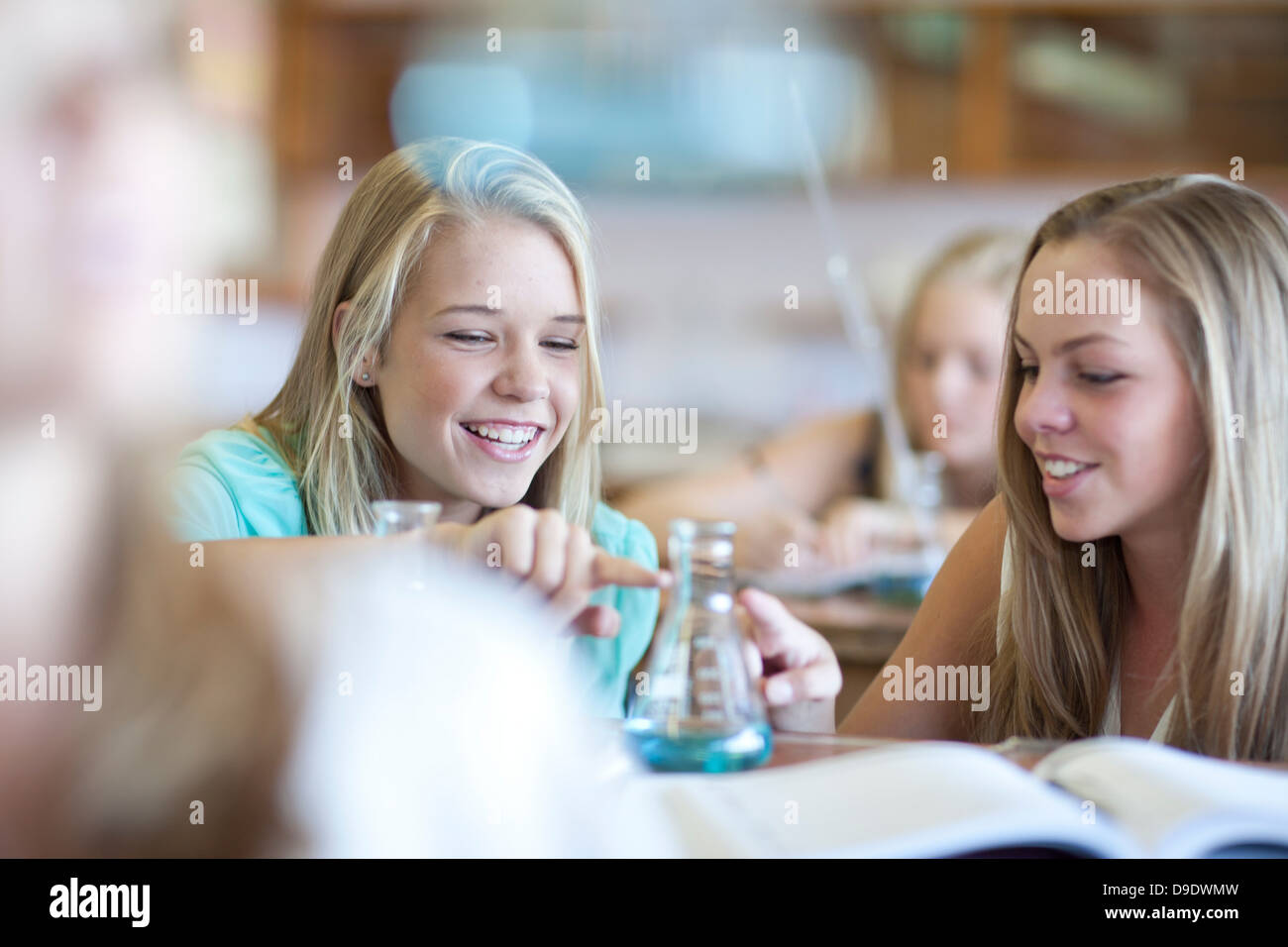 School girls enjoying science lesson Stock Photo - Alamy