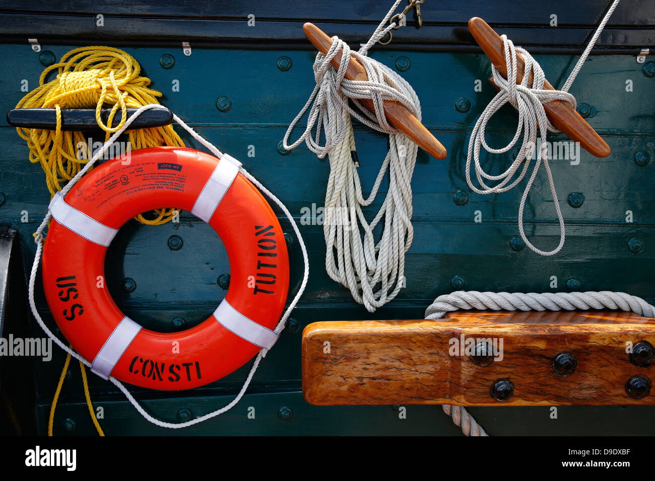 life ring and rigging aboard the USS Constitution Stock Photo - Alamy