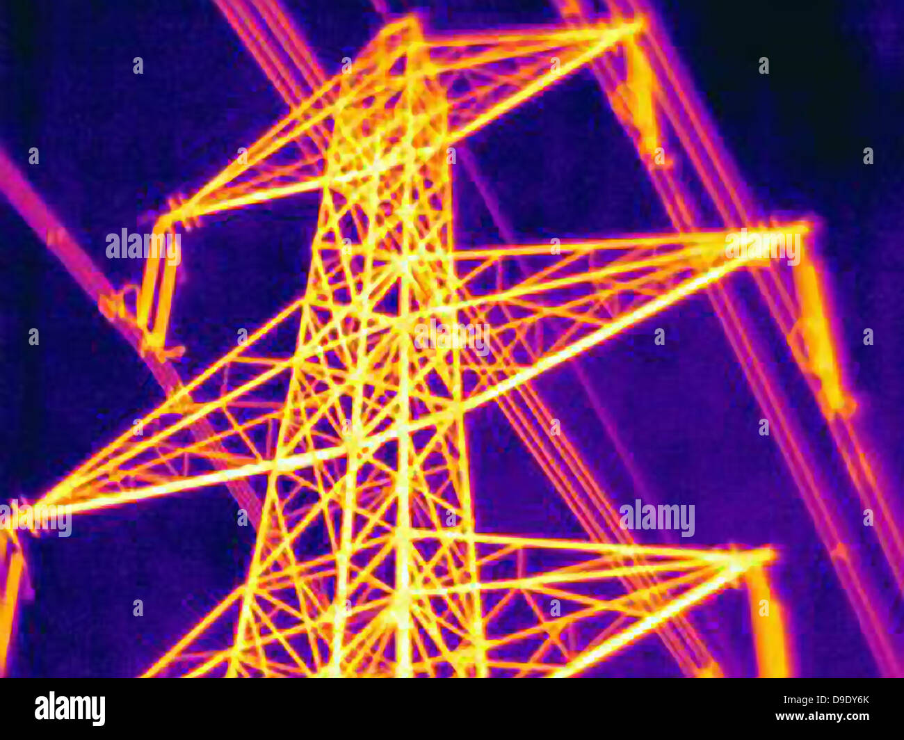 Electricity pylon, thermal image Stock Photo - Alamy