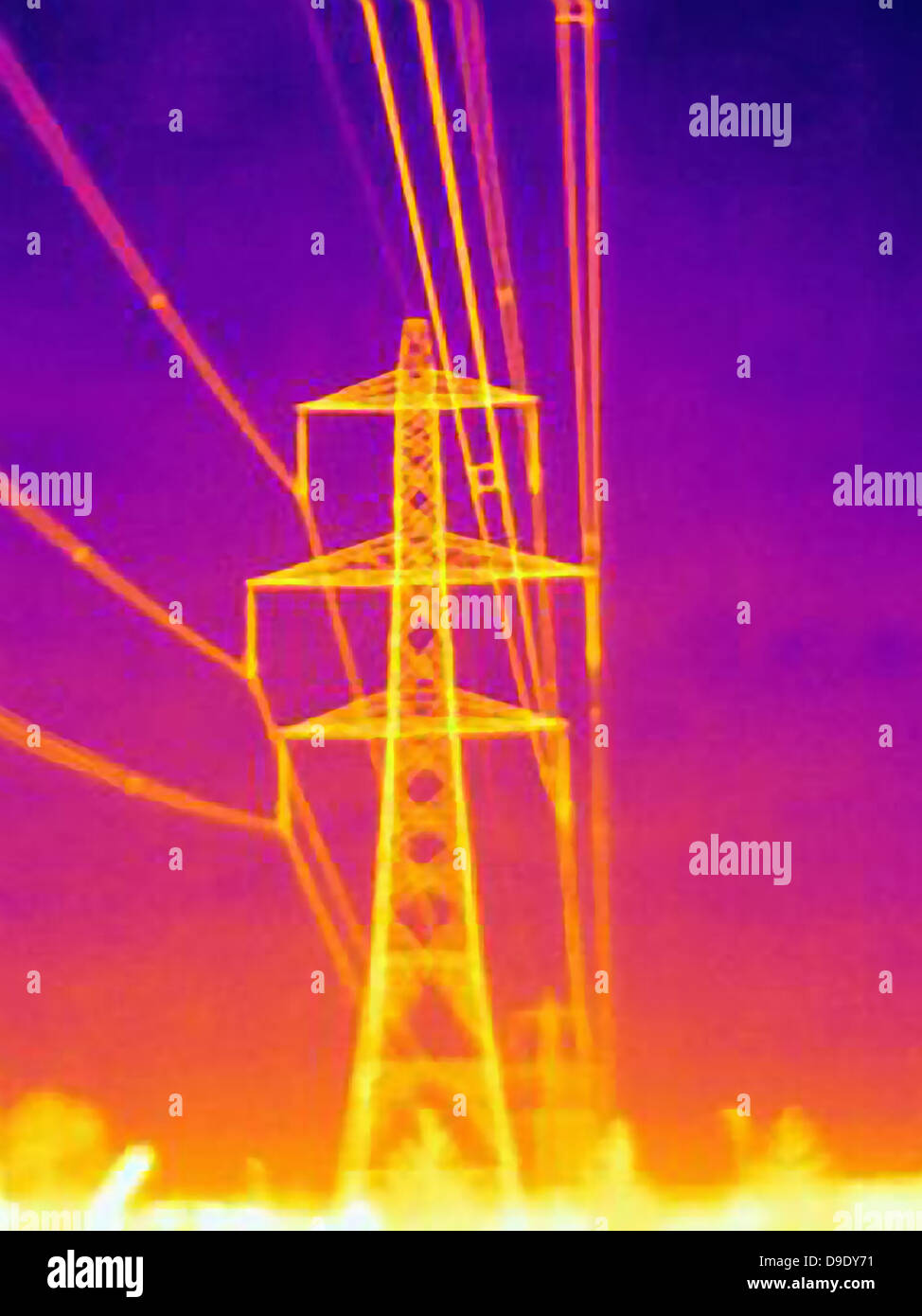 Electricity pylon, thermal image Stock Photo - Alamy