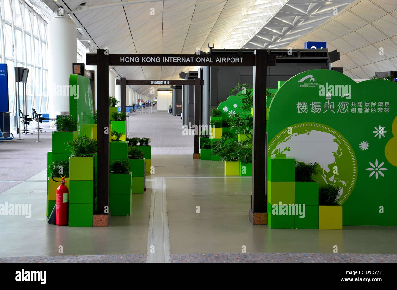 Recycling exhibit at Hong Kong International Airport concourse Stock ...