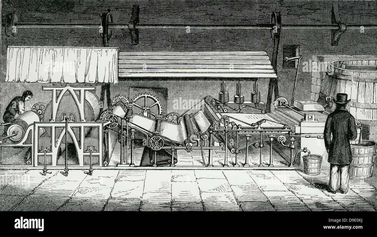 Machine for making continuous roll of paper engraving c1845 hi-res ...