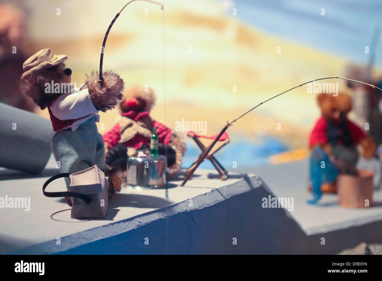 Teddy bear fishing scene at Teddy bear farm Stock Photo - Alamy