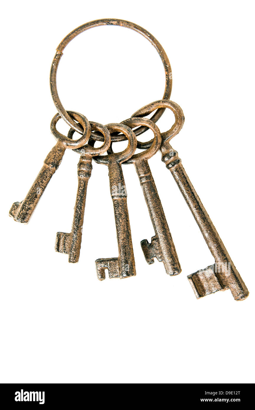a bunch of keys isolated on a white background Stock Photo - Alamy
