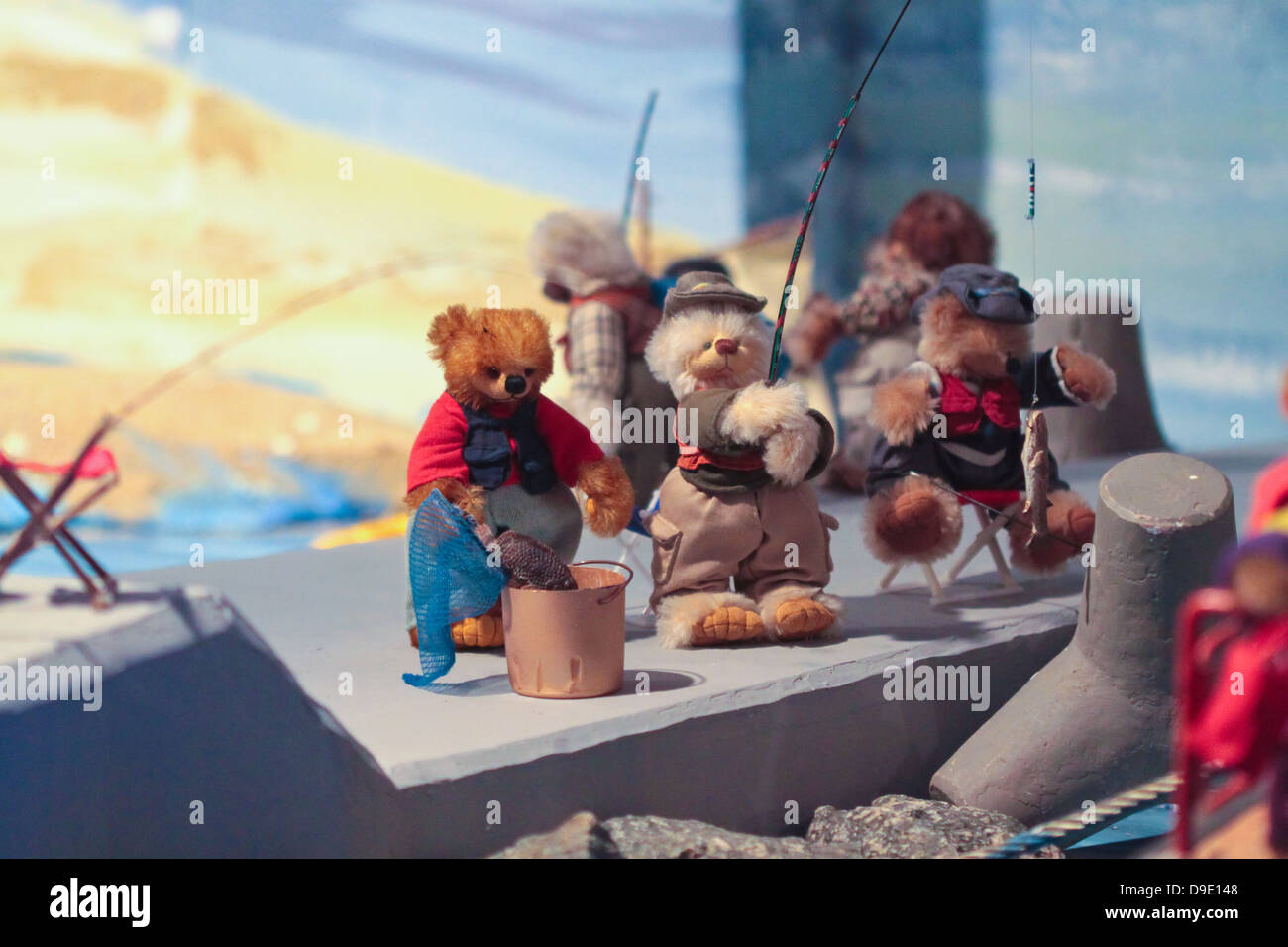 Teddy bear fishing scene at Teddy bear farm Stock Photo - Alamy