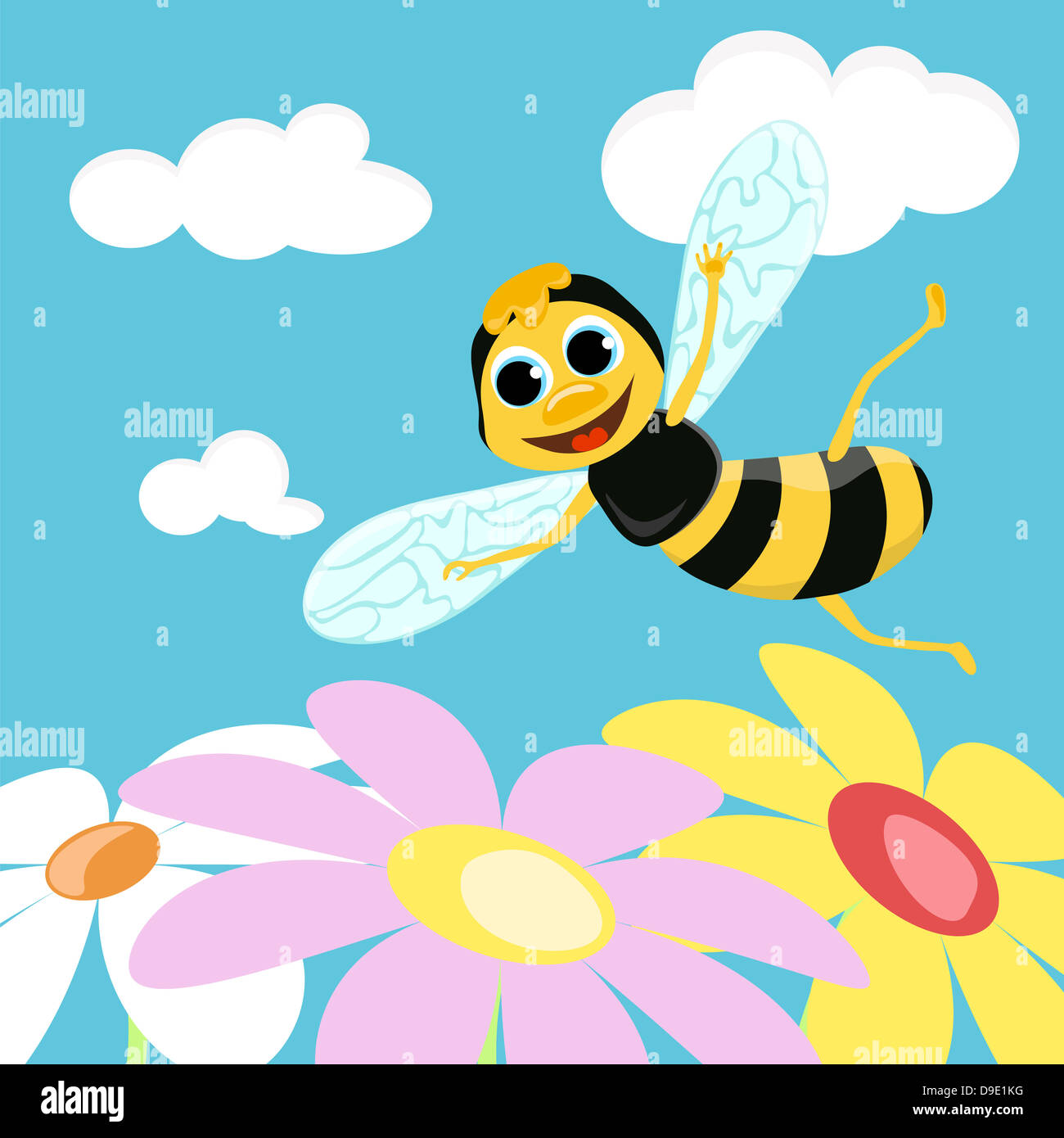 Flying bee. Vector illustration Stock Photo - Alamy