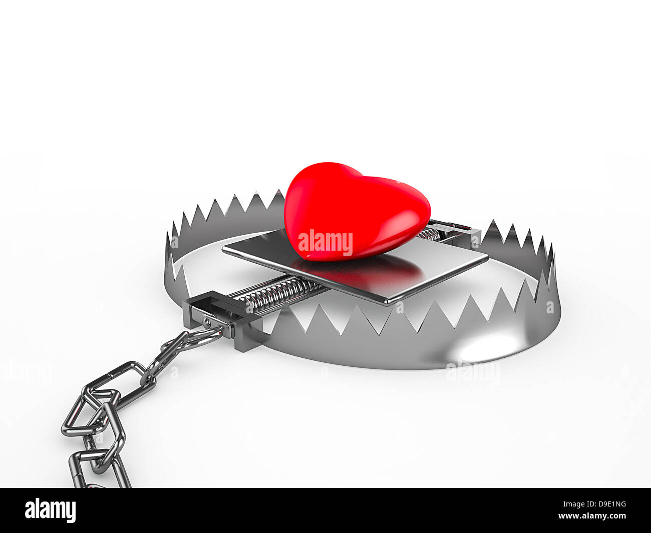 Red heart in a trap, isolated on white background Stock Photo - Alamy