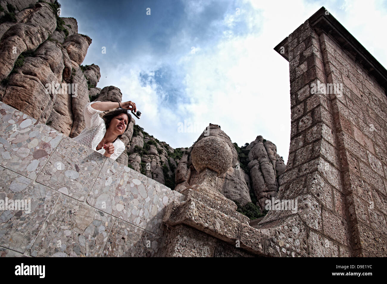 Tourists visiting Montserrat monastery. Catalonia, Spain Stock Photo ...