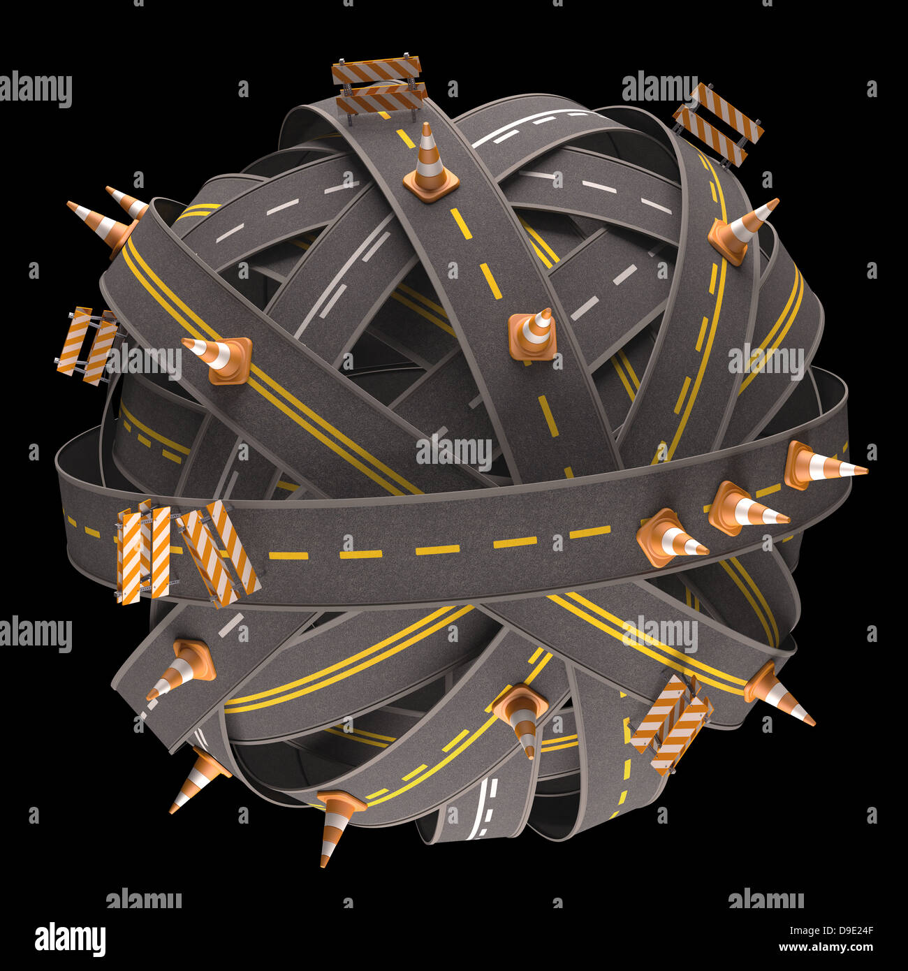 Road asphalt tangled and messy. Concept of construction and ...