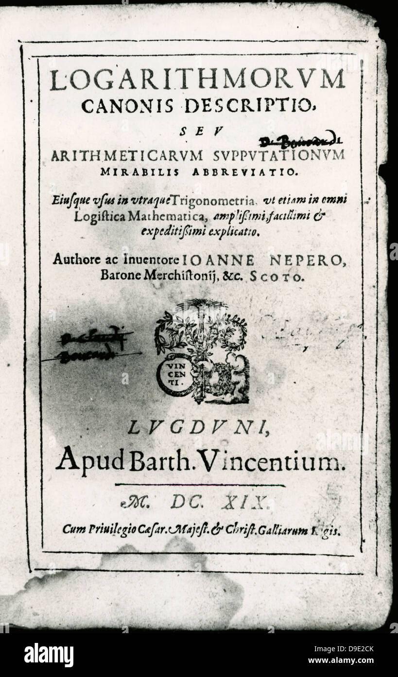 Title page of Scottish mathematician John Napier 's (1550-1617 ...