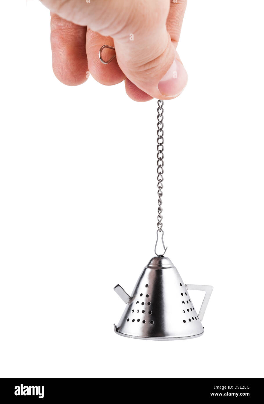 Hand holding Tea strainer, isolated on white Stock Photo - Alamy