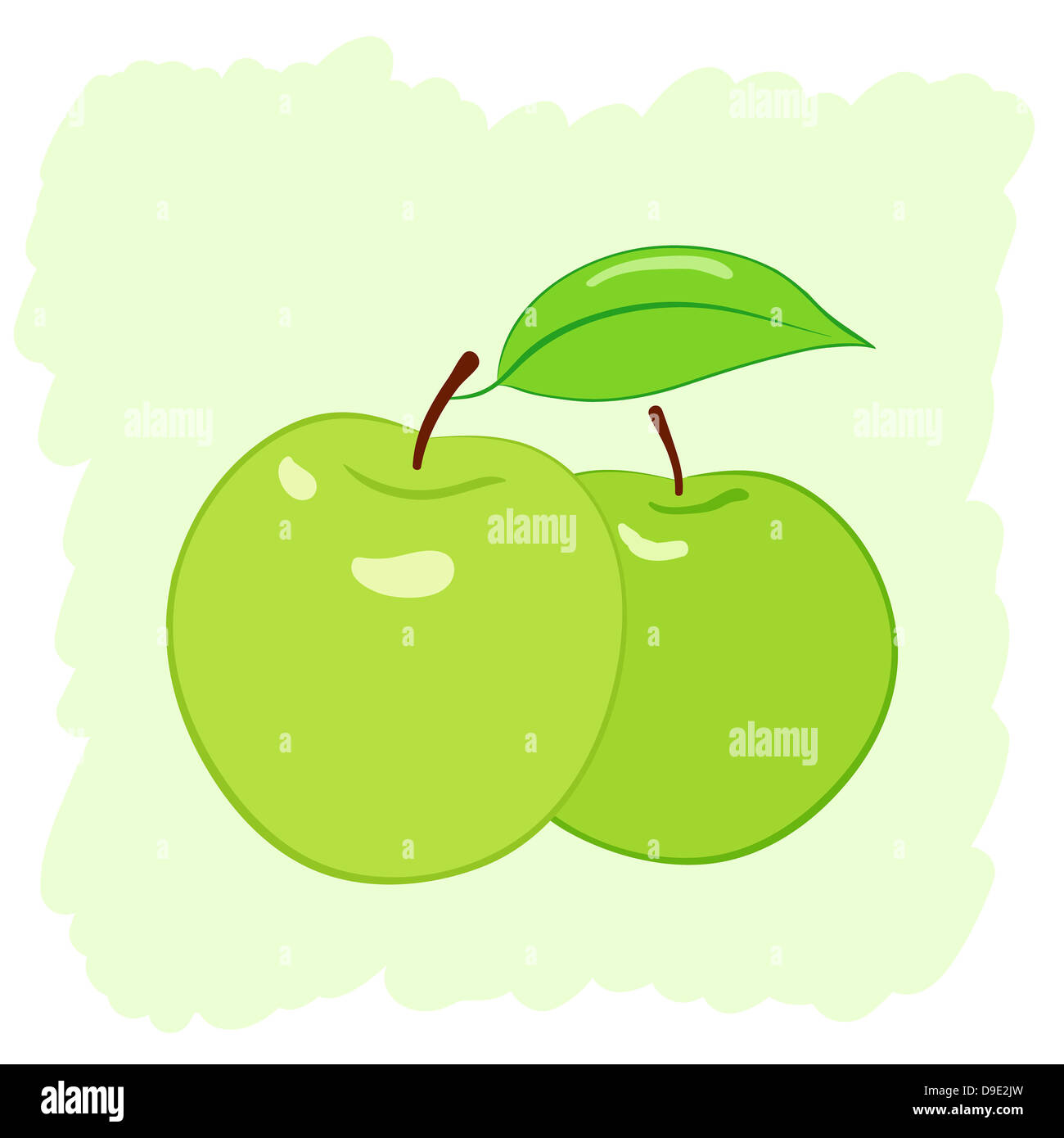 two green apples, vector illustration Stock Photo - Alamy