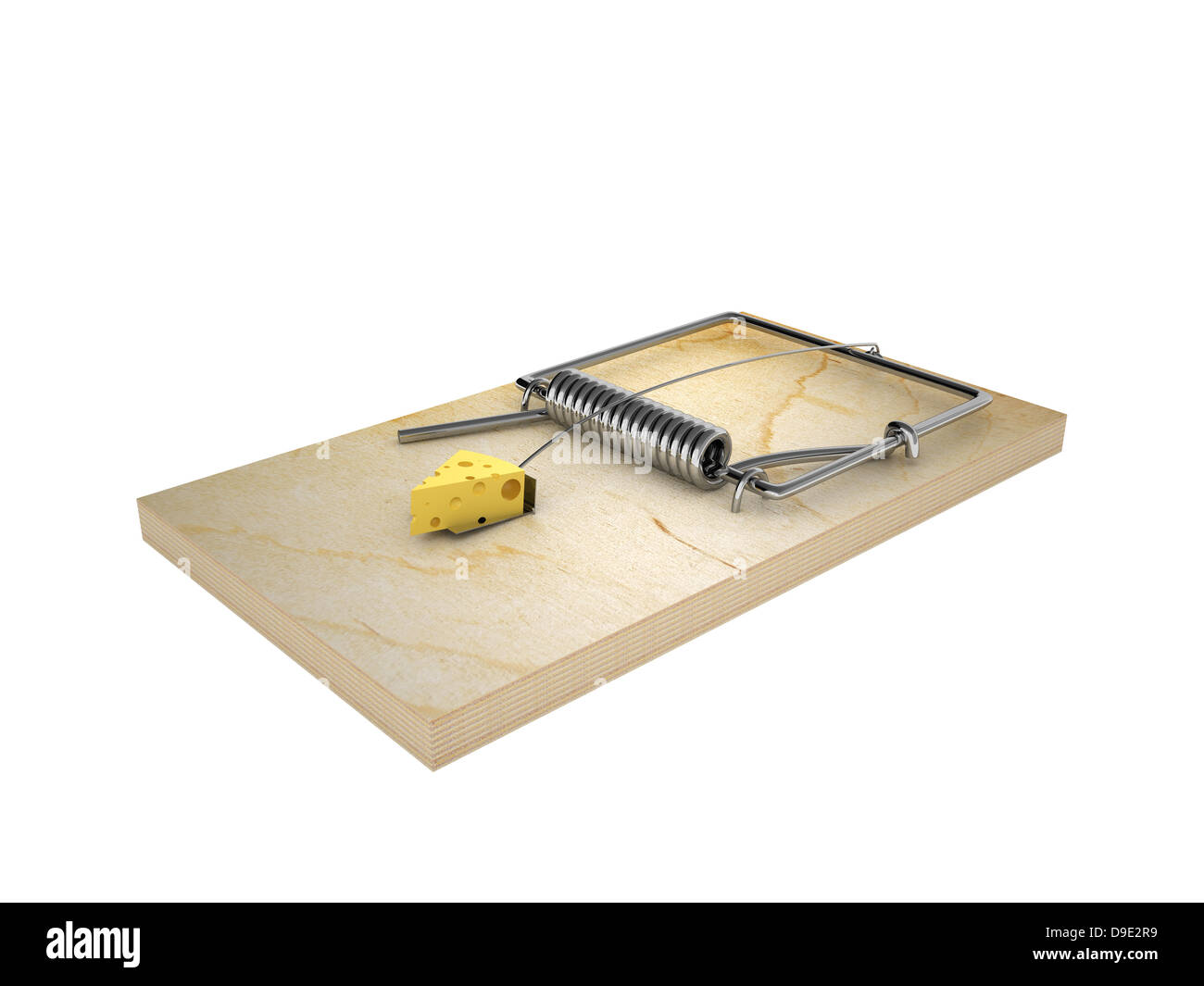 Block of cheese in mousetrap, isolated on white background Stock Photo ...