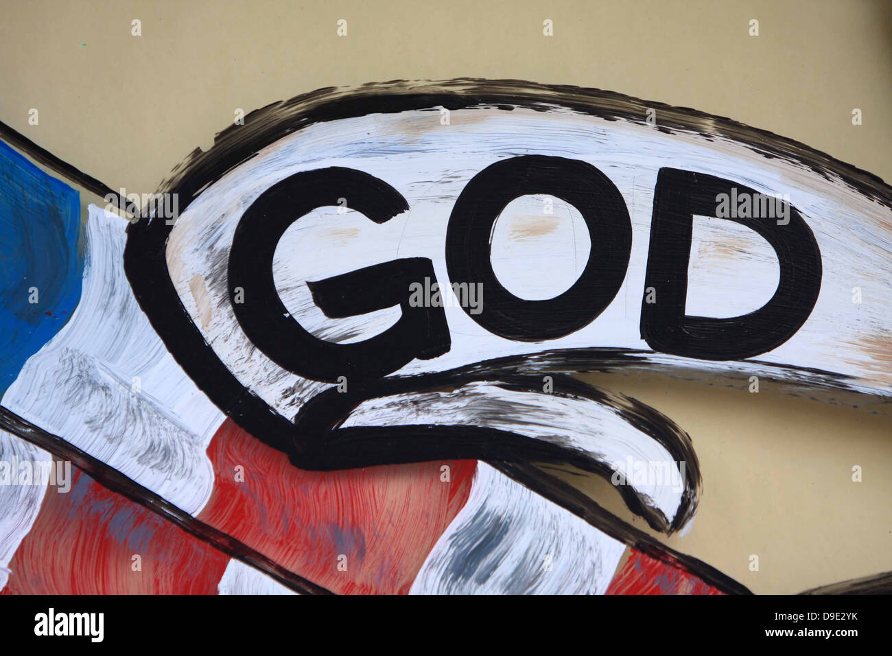 PAINTED GOD SIGN RED WHITE BLUE AMERICAN AMERICA FLAG Stock Photo - Alamy