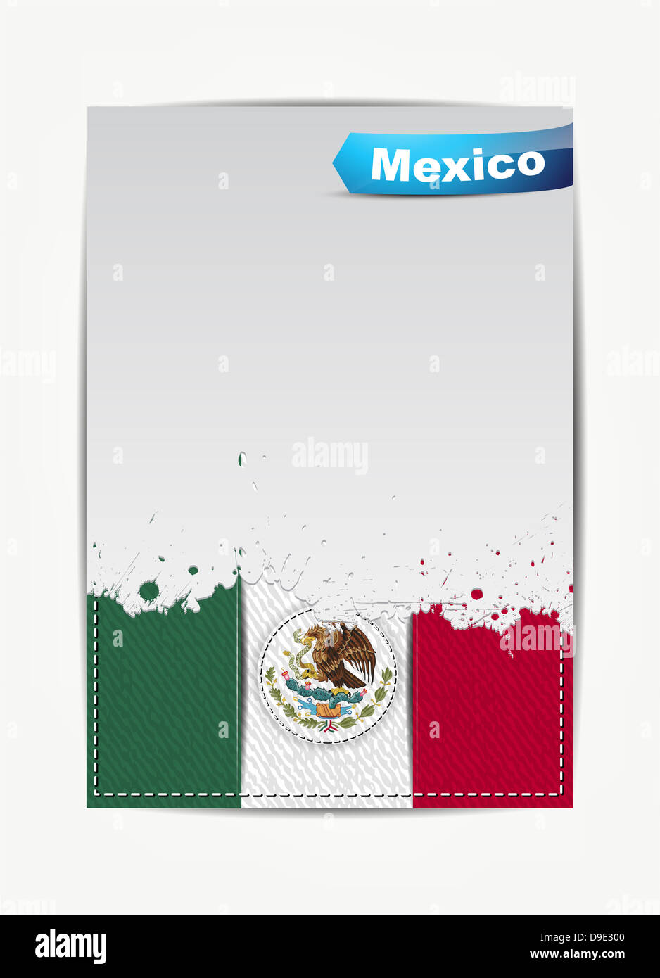 Stitched Mexico flag with grunge paper frame for your text with the ...