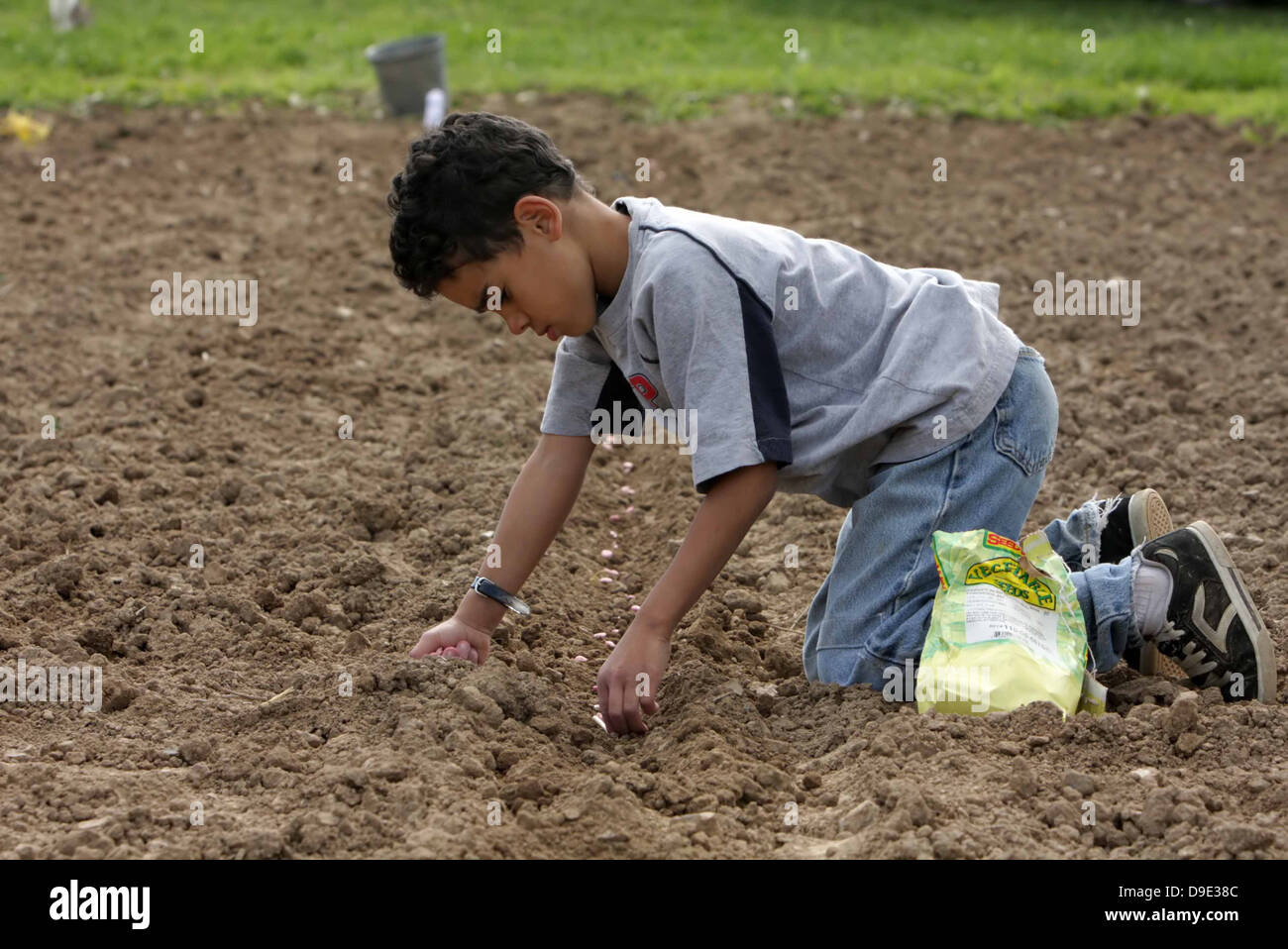 Kids planting seeds hi-res stock photography and images - Alamy