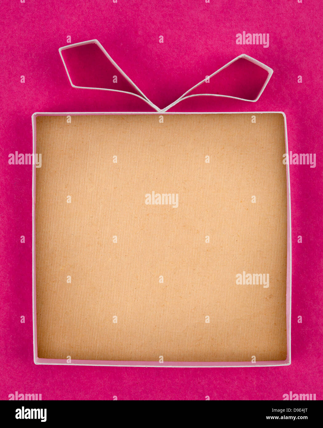 Hand made empty gift box, textured paper as background. Free space for ...