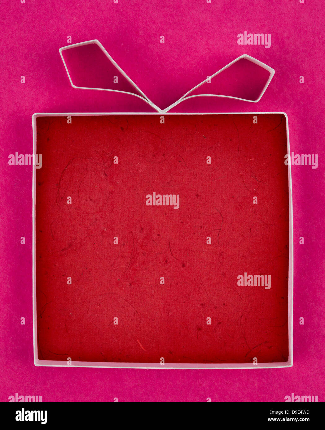 Hand made empty gift box, textured paper as background. Free space for ...