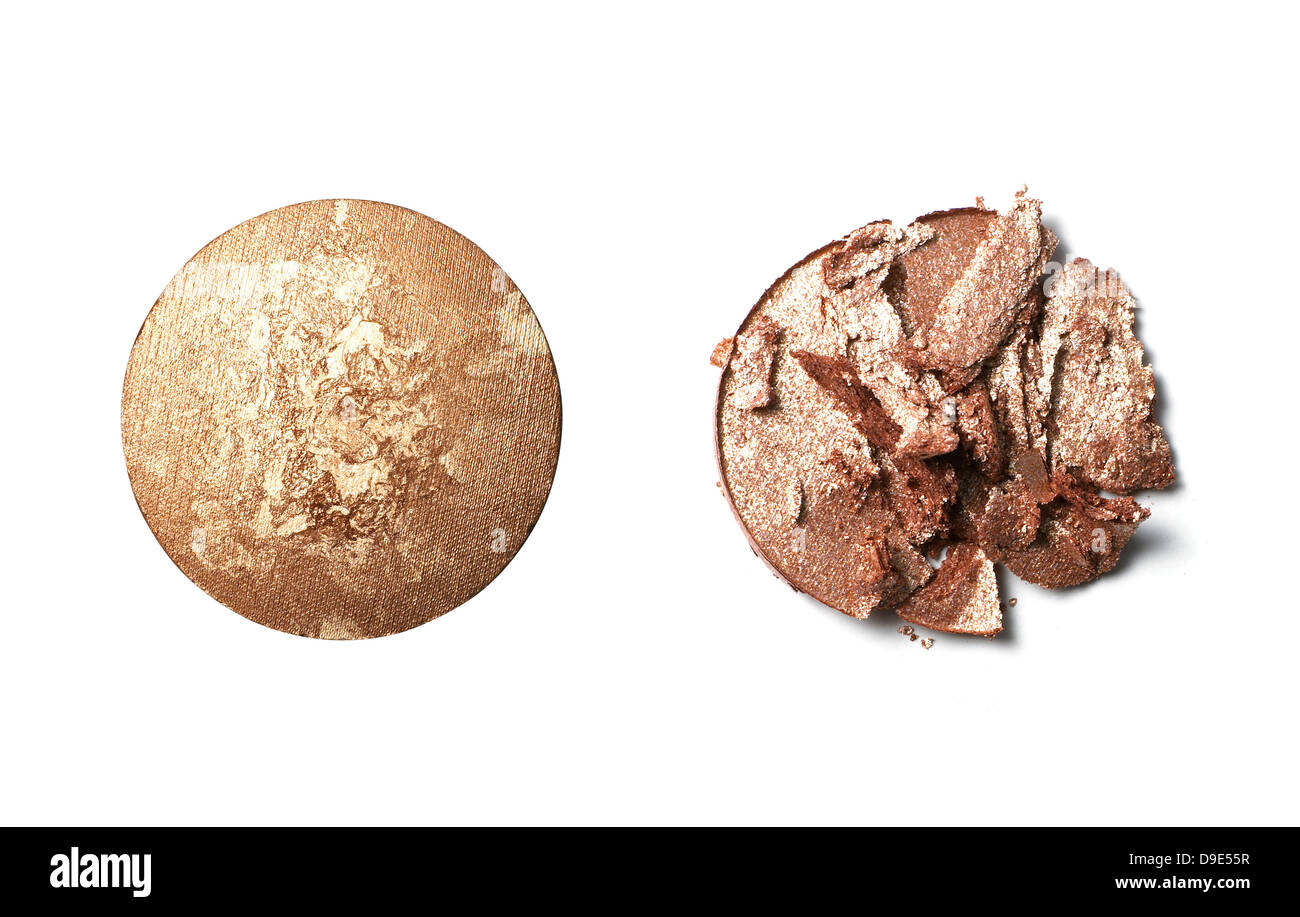 crumbled bronzer powder compact cut out onto a white background Stock ...