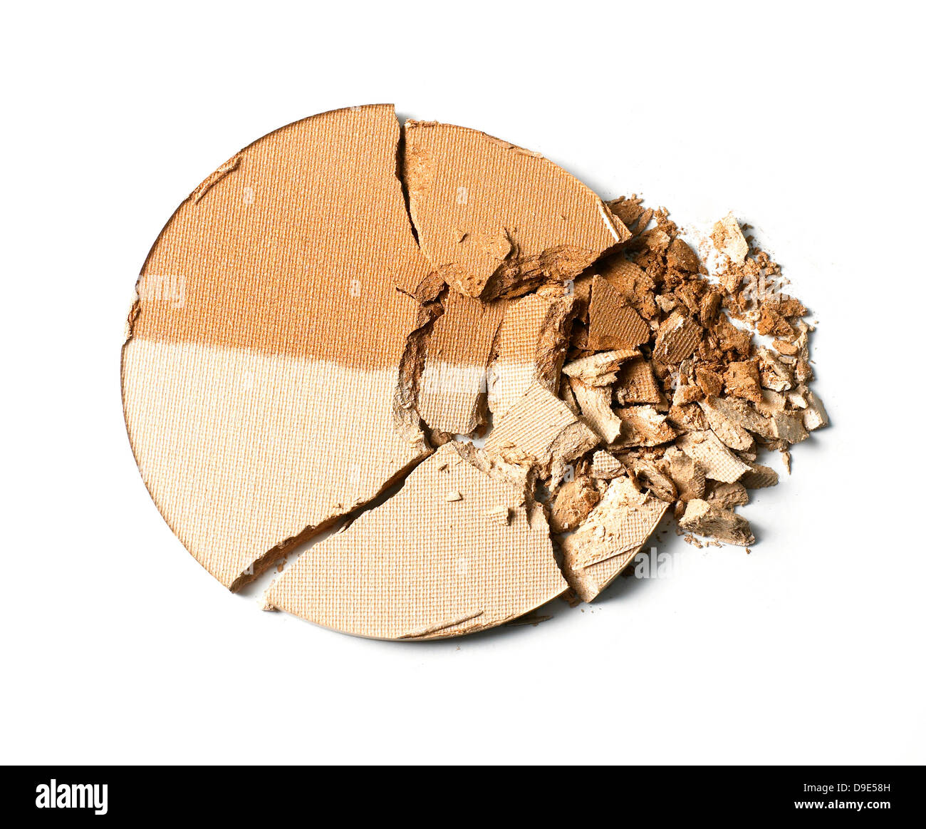 crumbled bronzer powder compact cut out onto a white background Stock ...