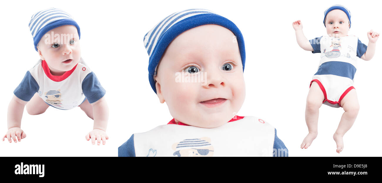 Collage of child boy isolated on white background Stock Photo - Alamy