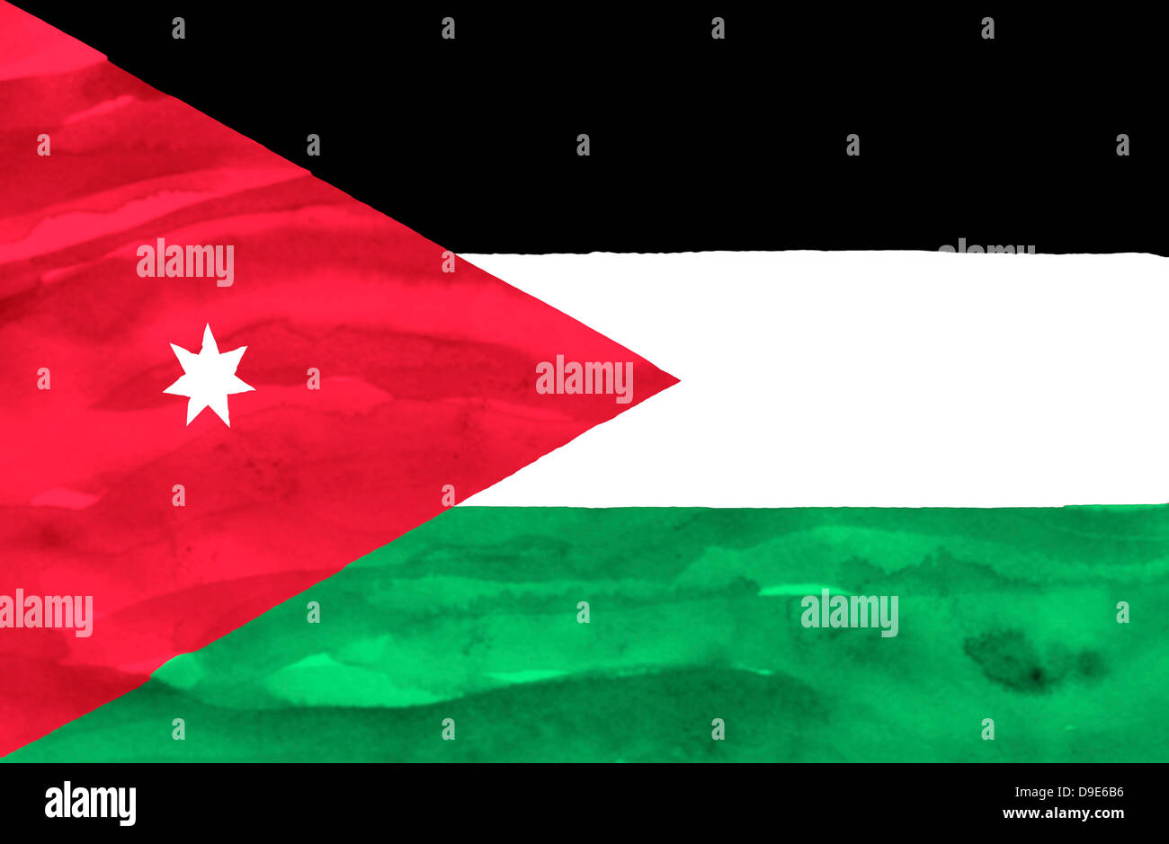 Painted flag of Jordan Stock Photo - Alamy