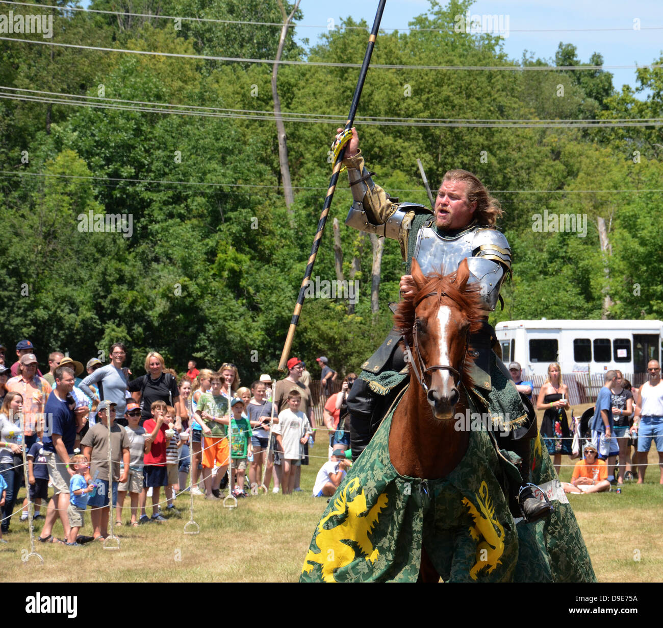 SALINE, MI - JULY 14: Victorious jouster at the Saline Celtic Festival ...