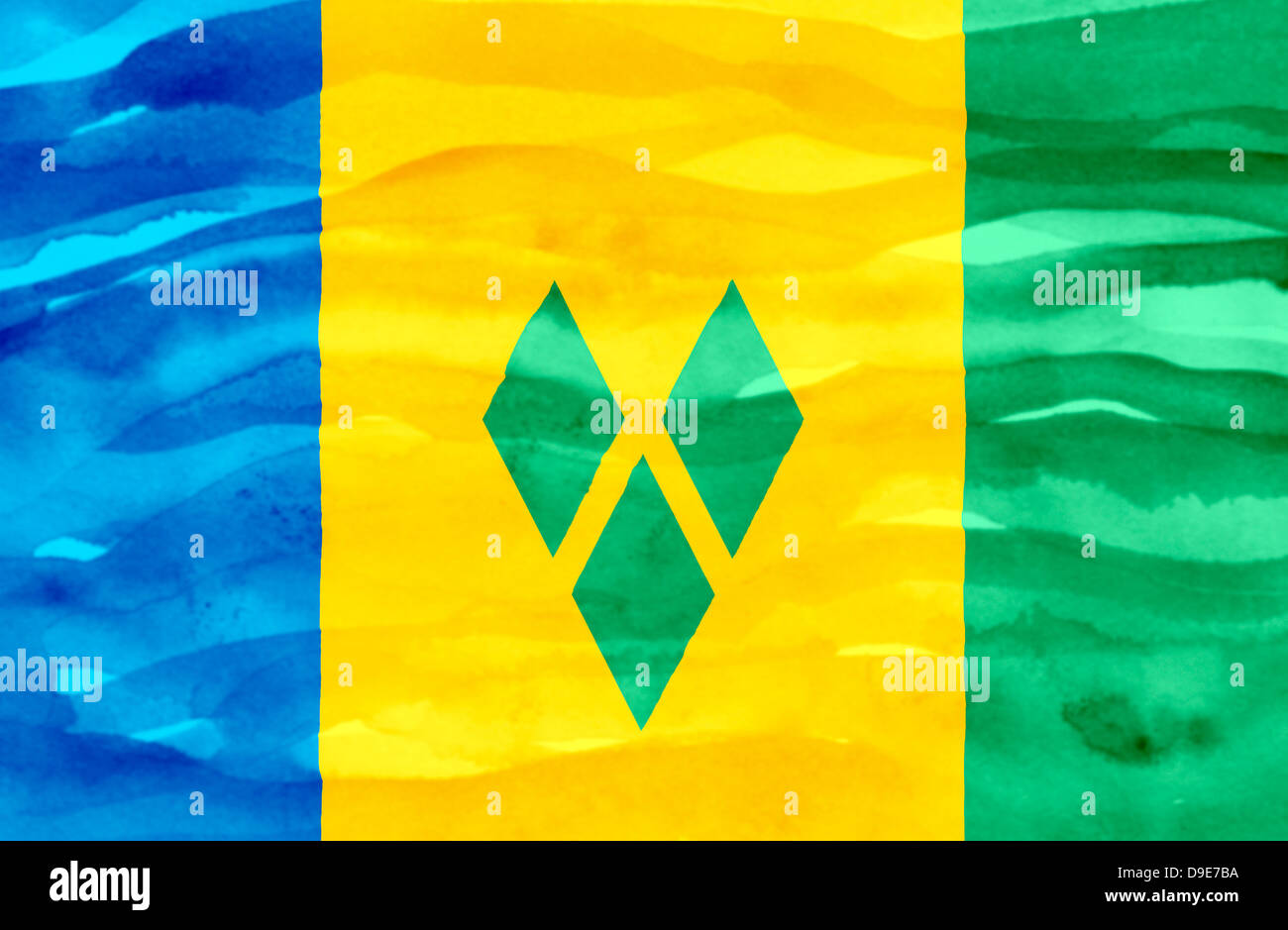Painted flag of Saint Vincent and Grenadines Stock Photo - Alamy