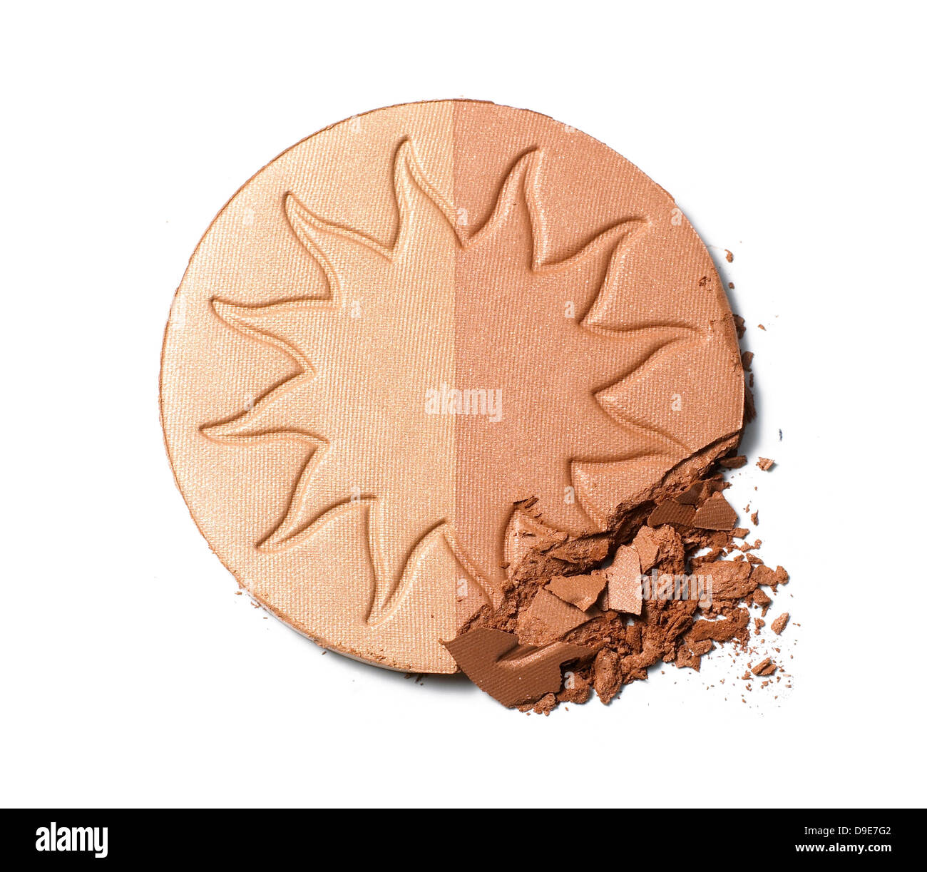 crumbled bronzer powder compact cut out onto a white background Stock ...